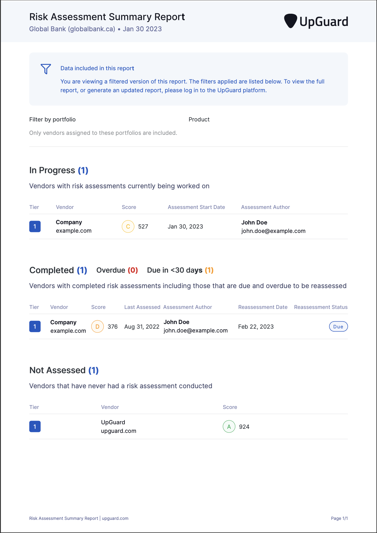 How to generate a vendor risk assessment summary report